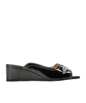 GANNI Open-toe Wedge Mules With Embellished Vamp