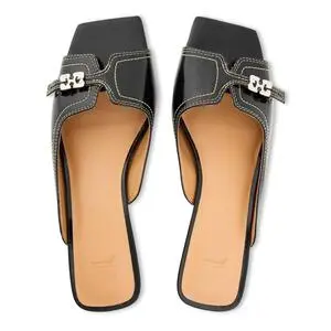 GANNI Open-toe Wedge Mules With Embellished Vamp
