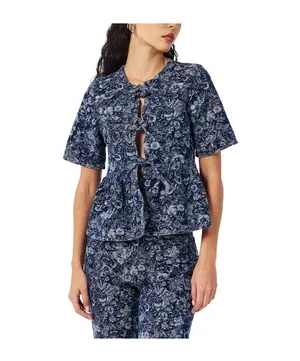 GANNI Peplum Tie Blouse