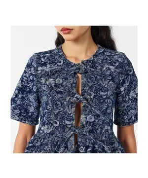 GANNI Peplum Tie Blouse