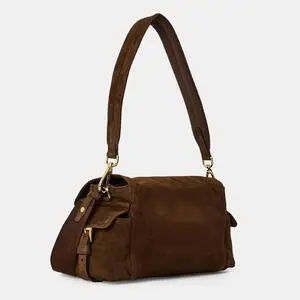 Prada Medium Suede Shoulder Bag - Black