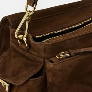 Prada Medium Suede Shoulder Bag - Black