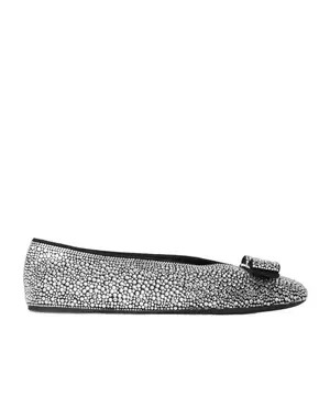 FERRAGAMO Rhinestone Bow Ballet Flats