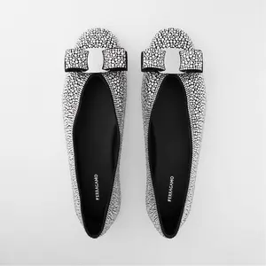 FERRAGAMO Rhinestone Bow Ballet Flats