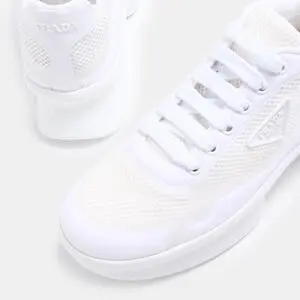 Prada Platform Lace-up Sneakers - White