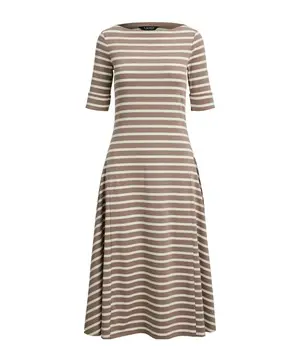 Ralph Lauren Striped Midi Dress - Brown