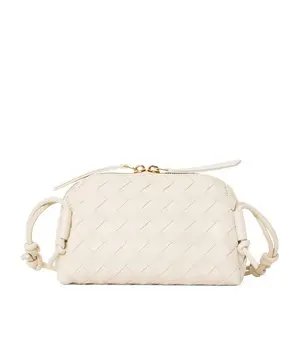Bottega Veneta Compact Genuine Sheepskin Crossbody Bag - Black