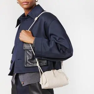 Bottega Veneta Compact Genuine Sheepskin Crossbody Bag - Black