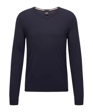 Hugo Boss V-neck Long-sleeve Knit Sweater - Black