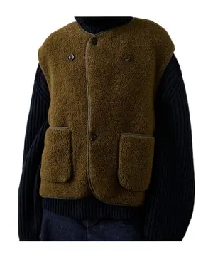 Soeur Sleeveless Button Vest - Brown
