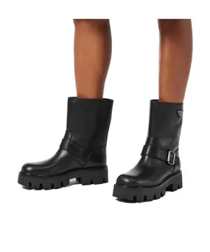 Prada Solid Color Biker Boots