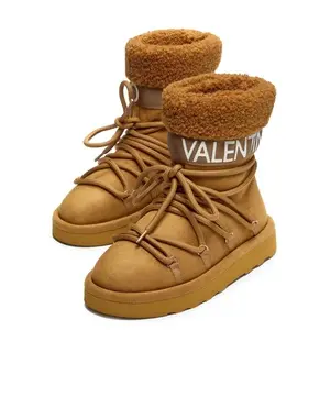 Valentino Garavani Shearling Cuff Suede Boots