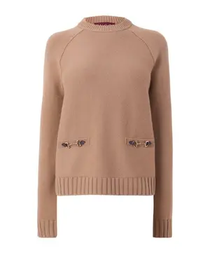 Gucci Crew Neck Knit Sweater With Decorative Hardware
