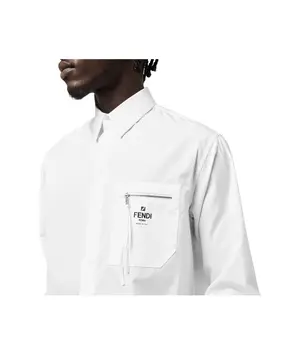 Fendi Logo Long-sleeve Plain Shirt