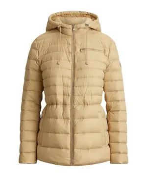 Ralph Lauren Real Leather Quilted Short Puffer Jacket - Nude