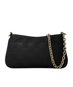 Gucci Chain Logo Shoulder Bag - Black