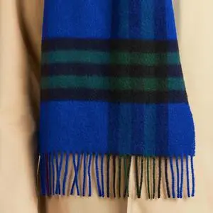 Burberry Plaid Cashmere Scarf - Blue