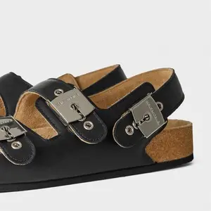 Balenciaga Flat Sandals With Logo Detail