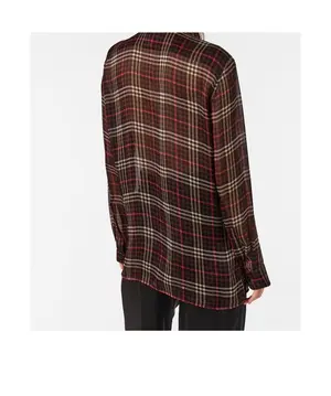 Saint Laurent Plaid Long-sleeve Shirt With Tie Detail