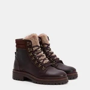 Barbour Lace-up Leather Boots With Fur Trim