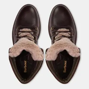 Barbour Lace-up Leather Boots With Fur Trim