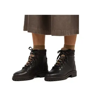 Barbour Lace-up Leather Boots With Fur Trim