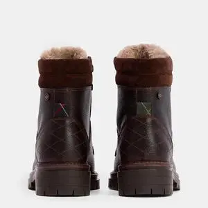 Barbour Lace-up Leather Boots With Fur Trim
