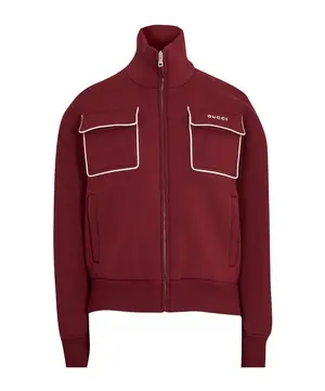 Gucci Zip-up Bomber Jacket With Embroidered Logo - Red