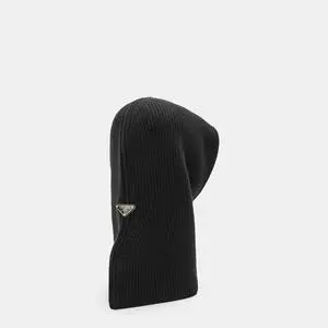 Prada Ribbed Balaclava With Logo Detail