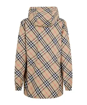 Burberry Diagonal Check Hooded Mid-length Coat