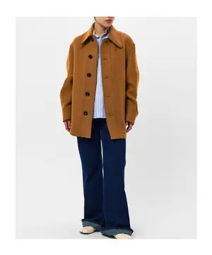 AMI Paris Single-breasted Solid Color Coat