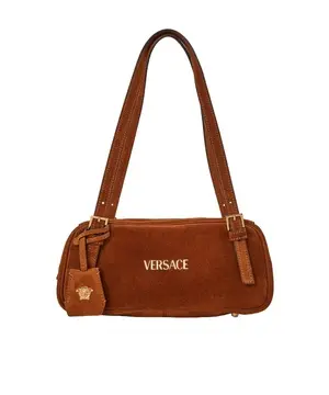 Versace Solid Color Shoulder Bag - Brown