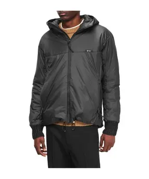 Prada Hooded Padded Jacket With Zip-up Front And Ribbed Cuffs