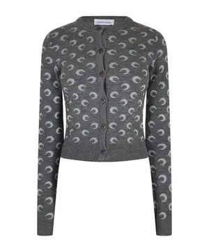 MARINE SERRE Moon Pattern Knitwear Cardigan - Black