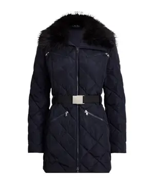 Ralph Lauren Real Leather Medium Puffer Jacket - Black