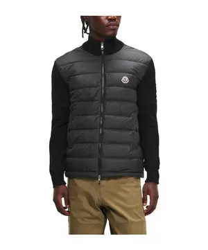 Moncler Hybrid Knit And Quilted Down Zip-up Jacket