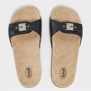 Balenciaga Open Toe Slippers With Signature Hardware