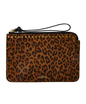 Isabel Marant Étoile Leopard Print Flat Pouch - Brown