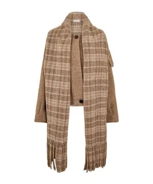 Burberry Scarf Coat With Plaid Lining - Brown