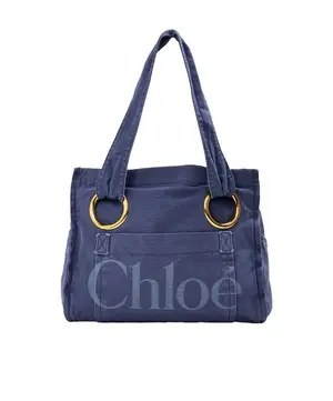 Chloé Chloe Logo Tote Bag With Gold Hardware Multicolor