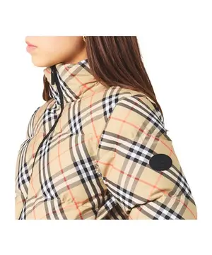 Burberry Check Insulated Cropped Short Puffer Jacket