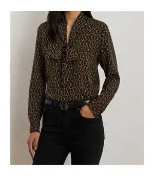 Ralph Lauren Real Leather Long Sleeve Blouse