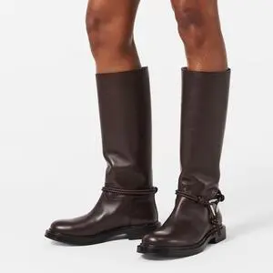 Bottega Veneta Knee-high Leather Boots With Braided Detail