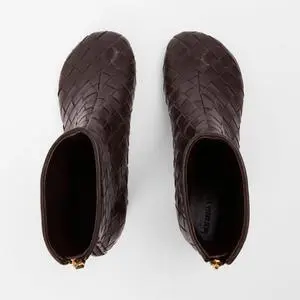 Bottega Veneta Woven Ankle Boots With Chunky Heel