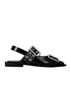 GANNI Buckle Ballet Pumps - Black