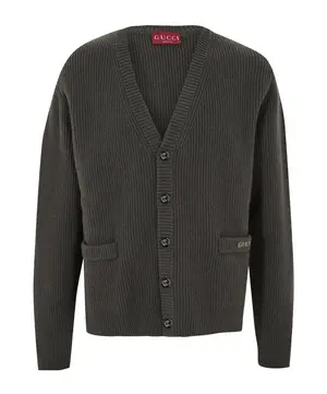 Gucci V-neck Ribbed Knit Cardigan