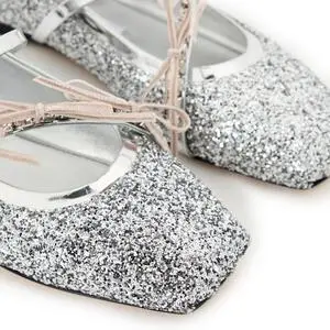 JIMMY CHOO Glittered Ballerina Flats With Buckle Detail
