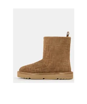 Fendi Suede Embossed Ff Monogram Boots - Brown
