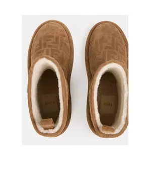 Fendi Suede Embossed Ff Monogram Boots - Brown