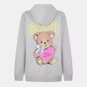 GANNI Teddy Bear Graphic Zip Hoodie - Gray